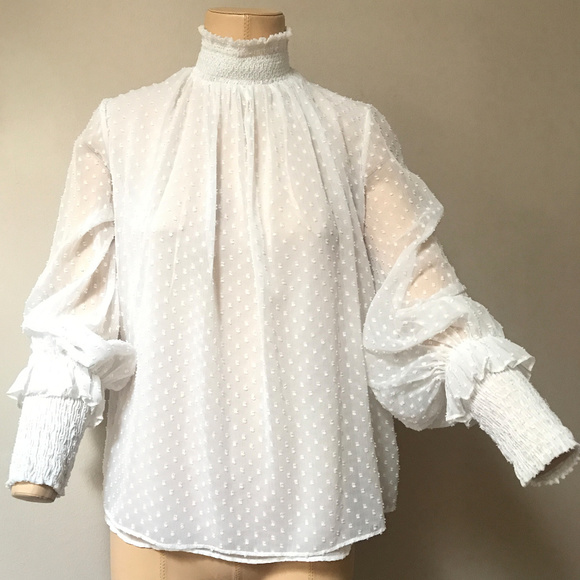 Zara | Tops | Zara Trafaluc Chiffon Bishop Sleeves Blouse | Poshmark